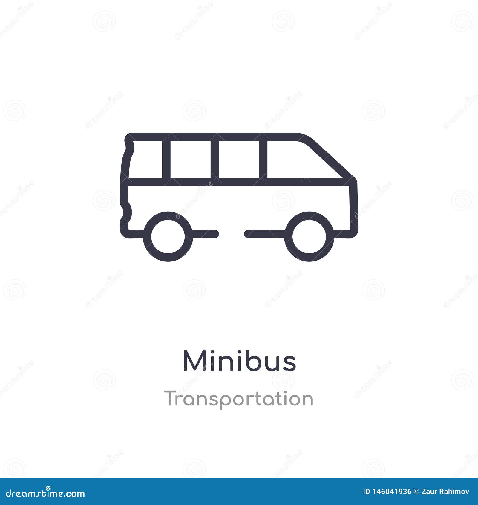 Minibus Outline Icon. Isolated Line Vector Illustration from ...