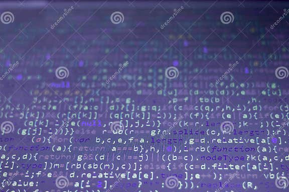 Minificated Javascript Code. Computer Programming Source Code Abstract Screen of Web Developer ...