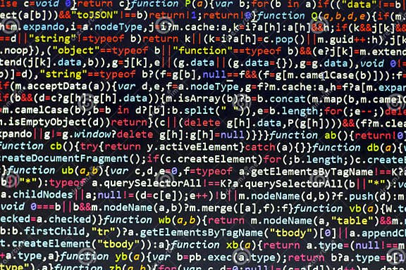 Minificated Javascript Code. Computer Programming Source Code Abstract ...