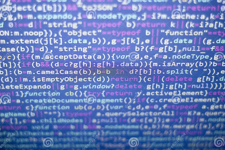 Minificated Javascript Code. Computer Programming Source Code Abstract ...