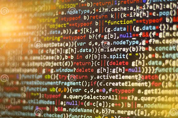 Minificated Javascript Code. Computer Programming Source Code Abstract ...