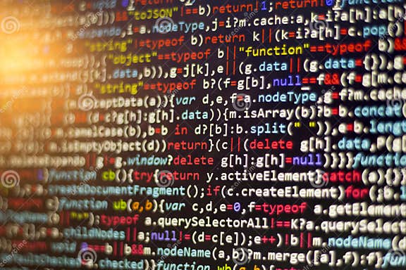 Minificated Javascript Code. Computer Programming Source Code Abstract ...