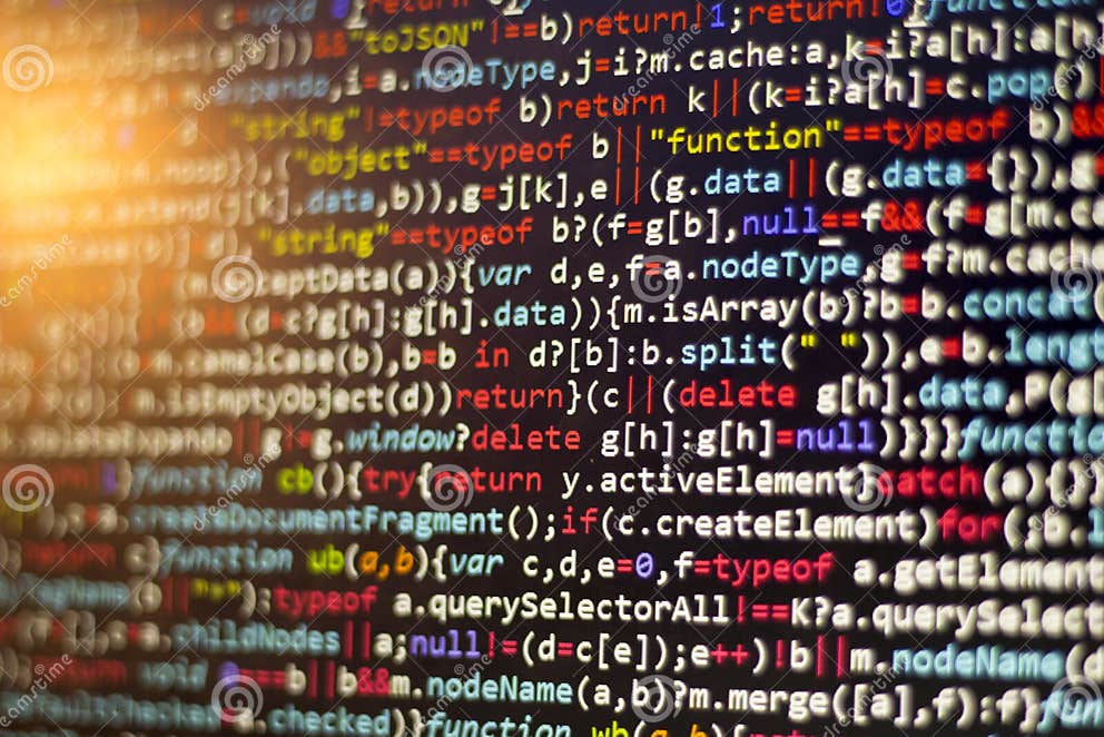 Minificated Javascript Code Computer Programming Source Code Abstract Screen Of Web Developer 