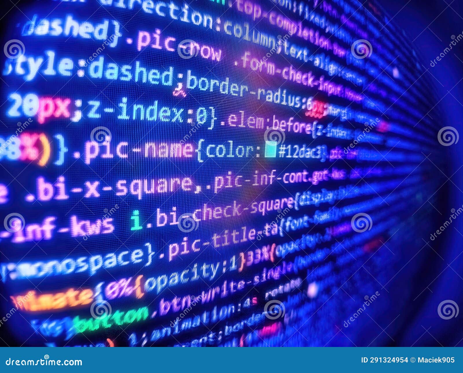 Failure In The Program, Blue Screen, Programming. Monitor Closeup Of Function Source Code ...