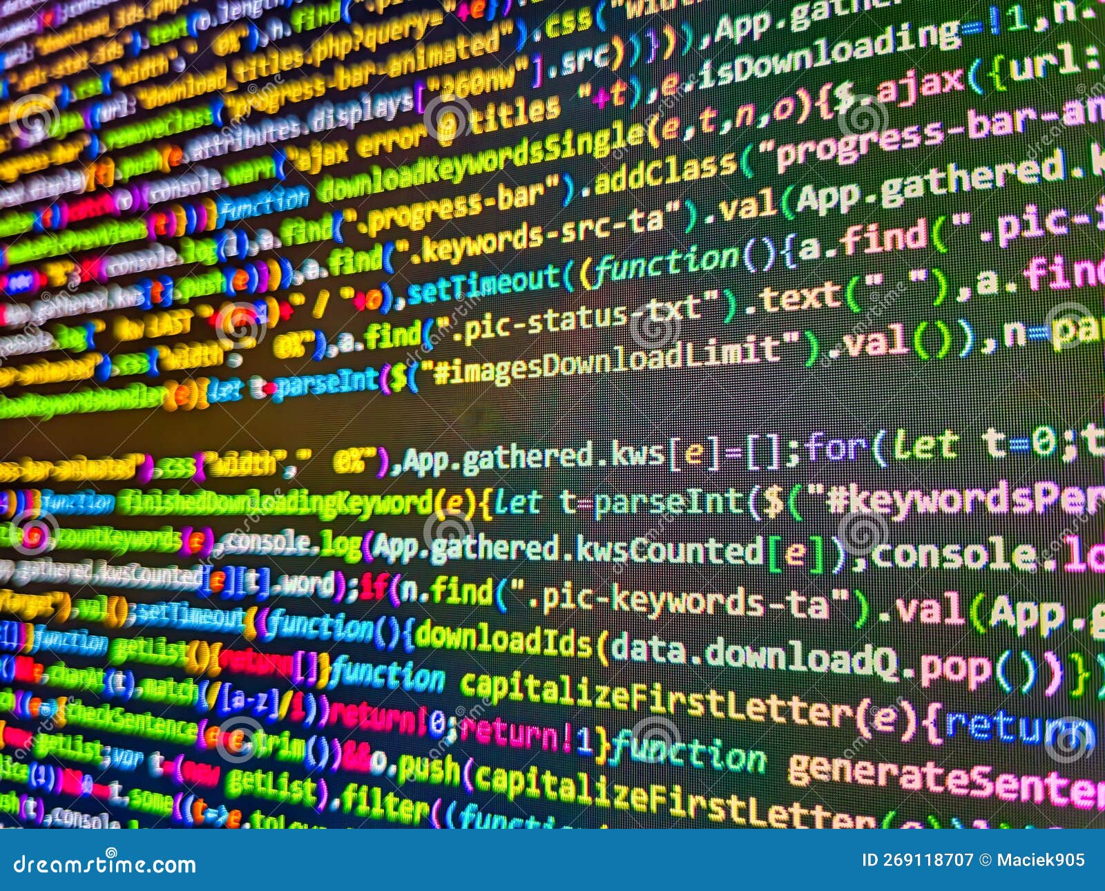 Close Up Coding On Screen Splitting Of Html And Css In The Code Editor Web Development Stock