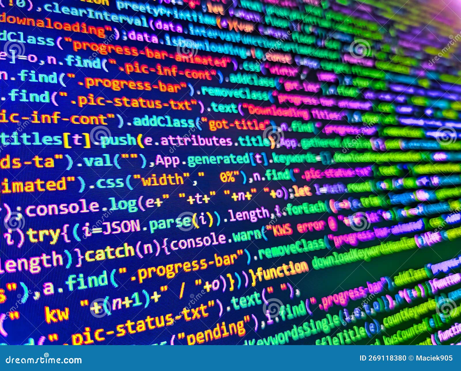 Minificated Javascript Code. Computer Programming Source Code Abstract ...
