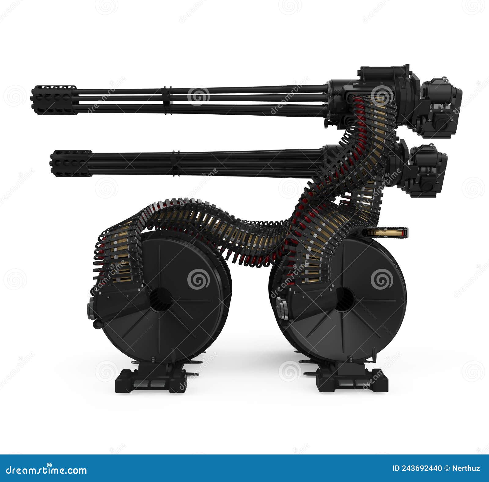 Minigun isolado ilustração stock. Ilustração de fundo - 243692440