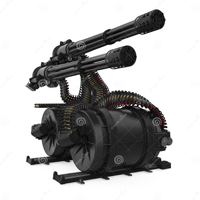 Minigun Isolated stock illustration. Illustration of ammunition - 243692423