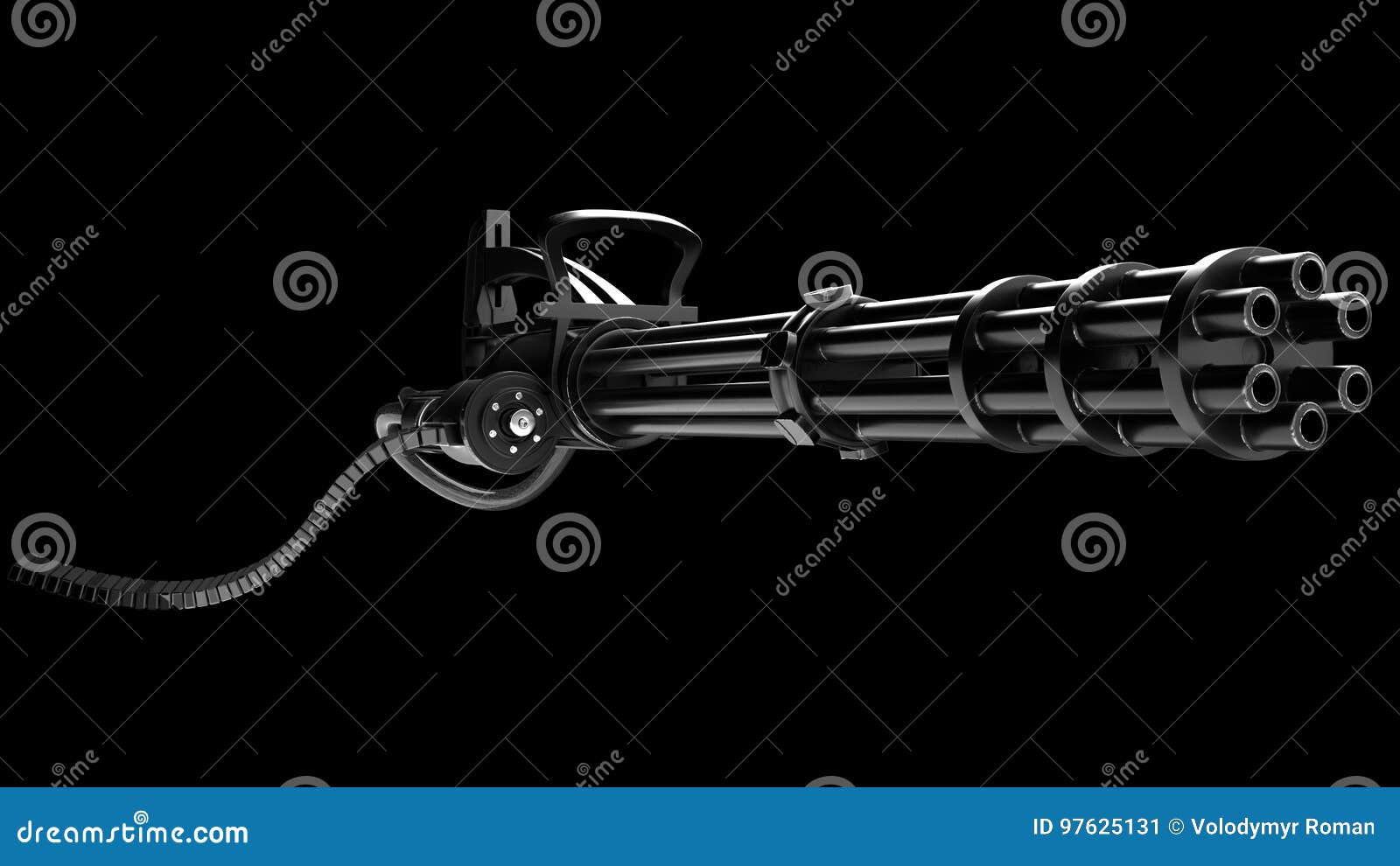 Minigun sur un fond noir illustration stock. Illustration du artillerie ...
