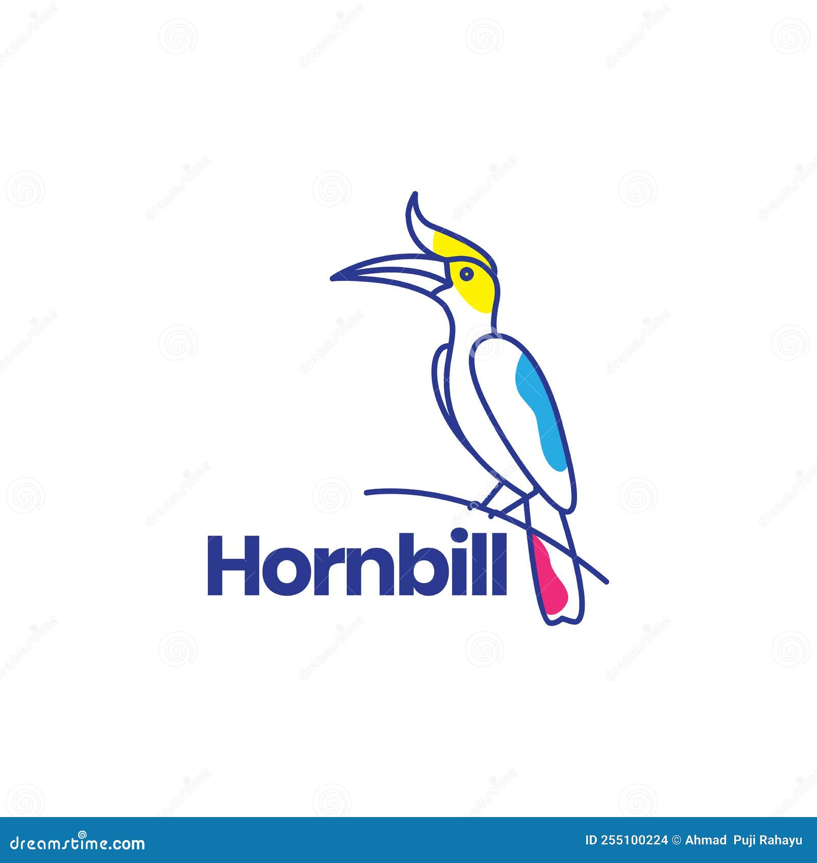 Hornbill Logo Vector Template. Exclusive Enggang Bird Solid Colors Logo ...