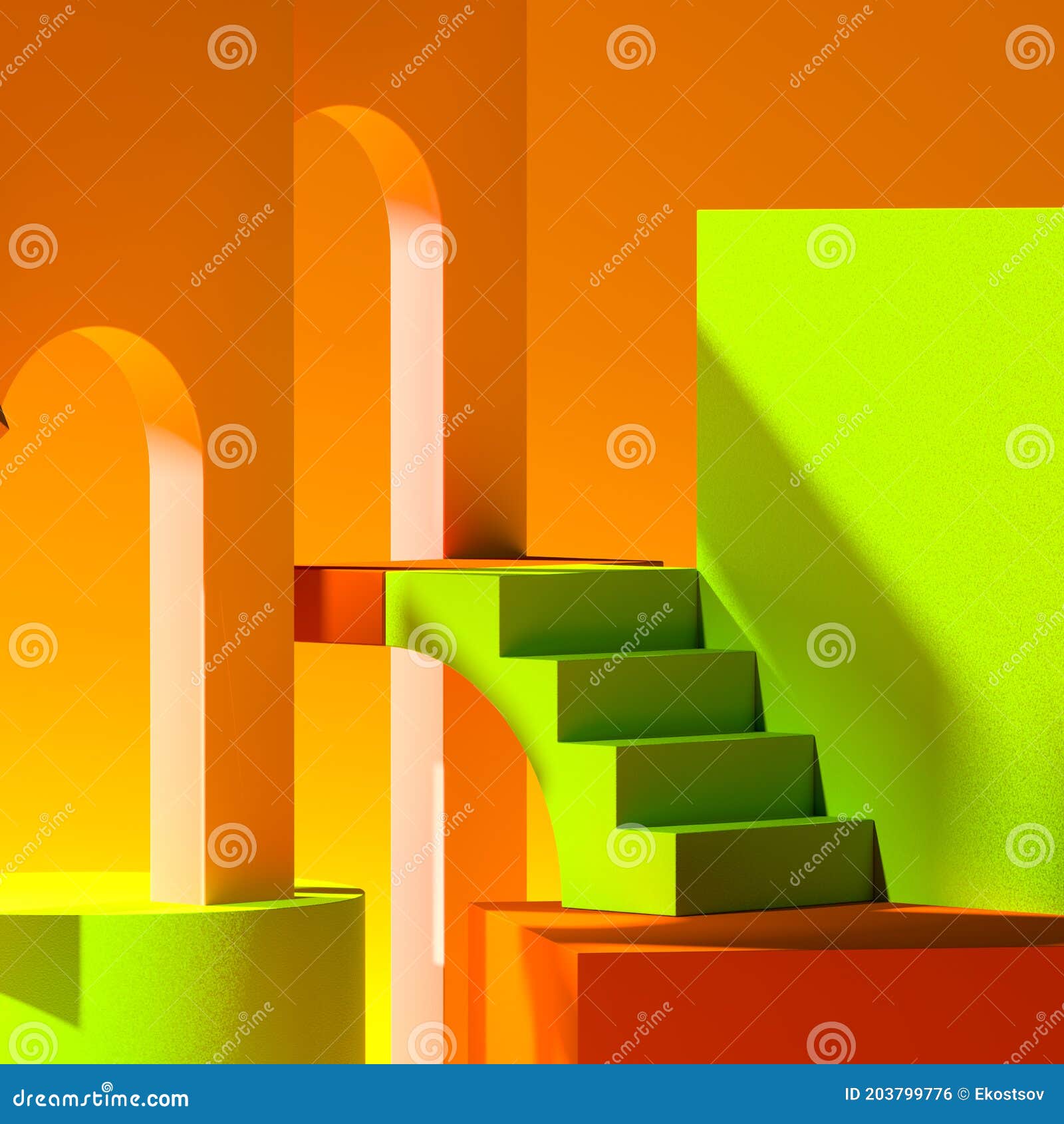 Minimal Abstract Background with Bright Simple Shapes. 3d Rendering ...