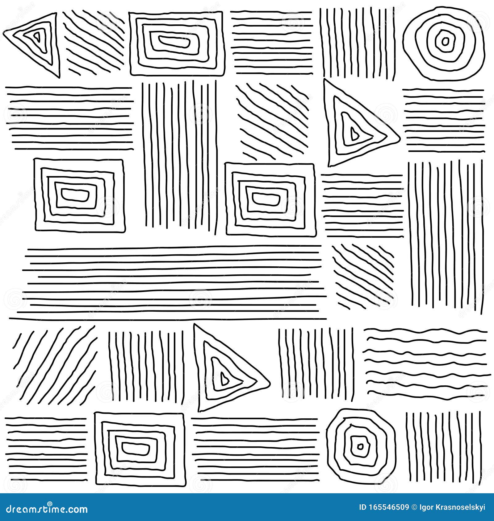 Minimal Abstract Print of Different Curved Geometric Shapes. Collection ...