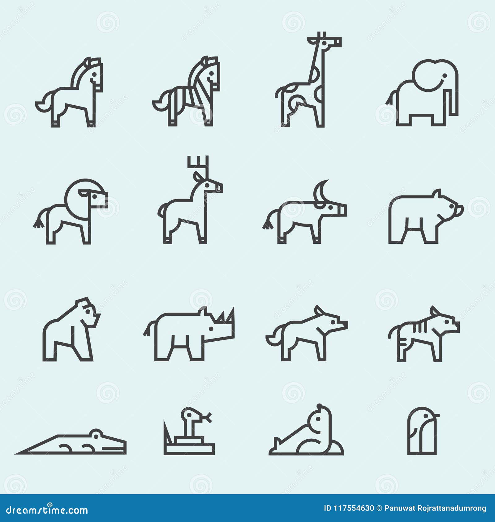 Minimal Animal Line Icon Set Stock Vector - Illustration of concept ...