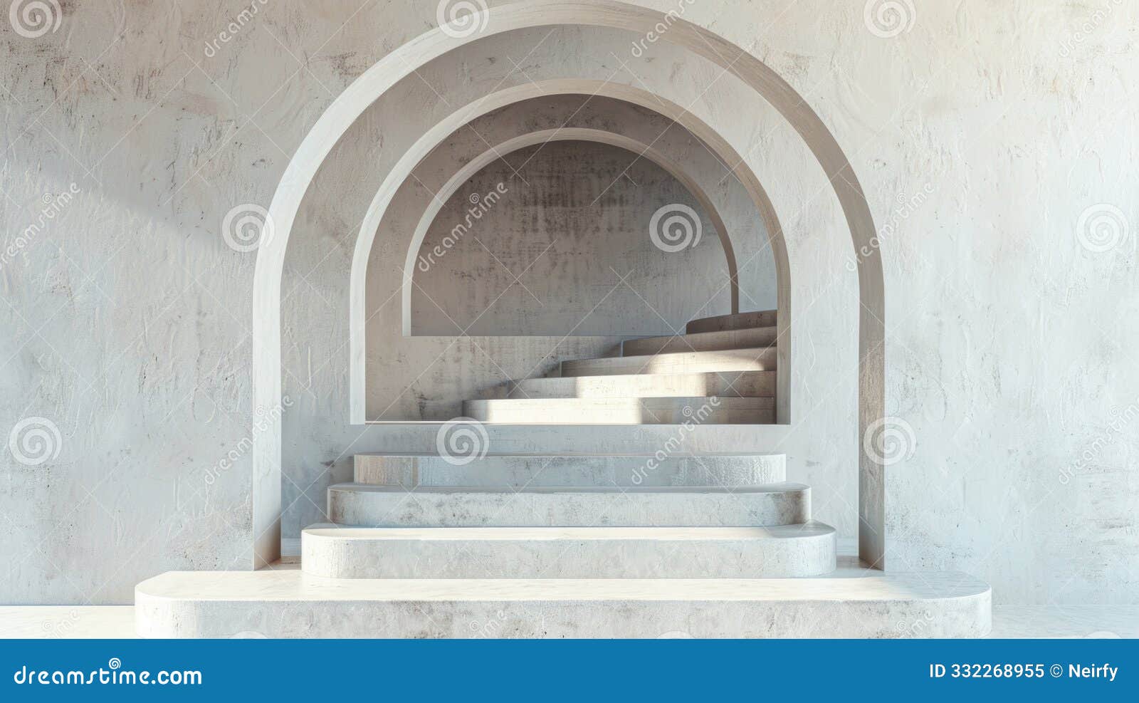 Minimal Architecture Design with Steps, Arch, Podium, White Industrial ...