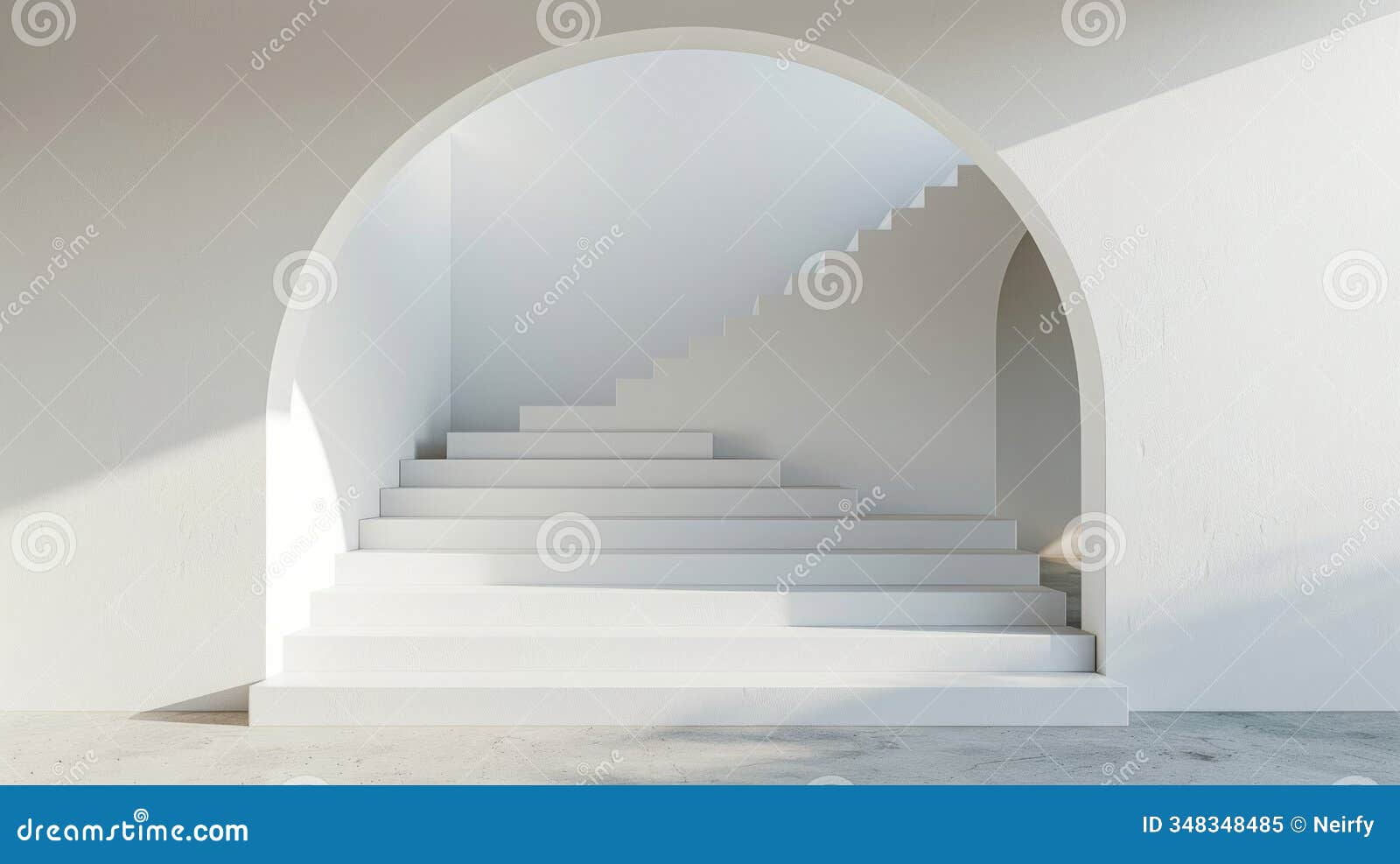 Minimal Architecture Design with Steps, Arch, Podium, White Industrial ...