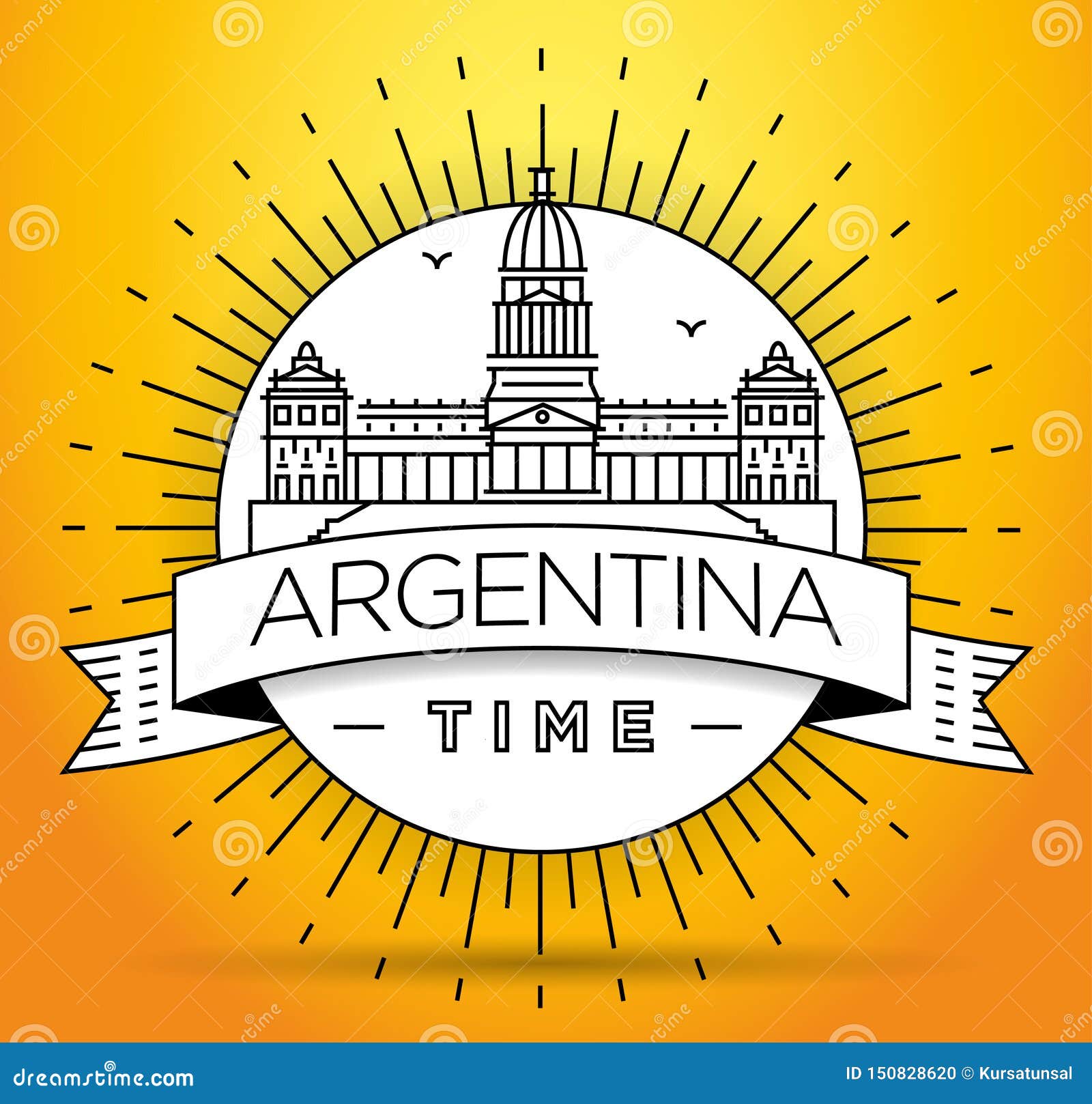 Minimal Argentina Linear Skyline with Typographic Design Stock ...