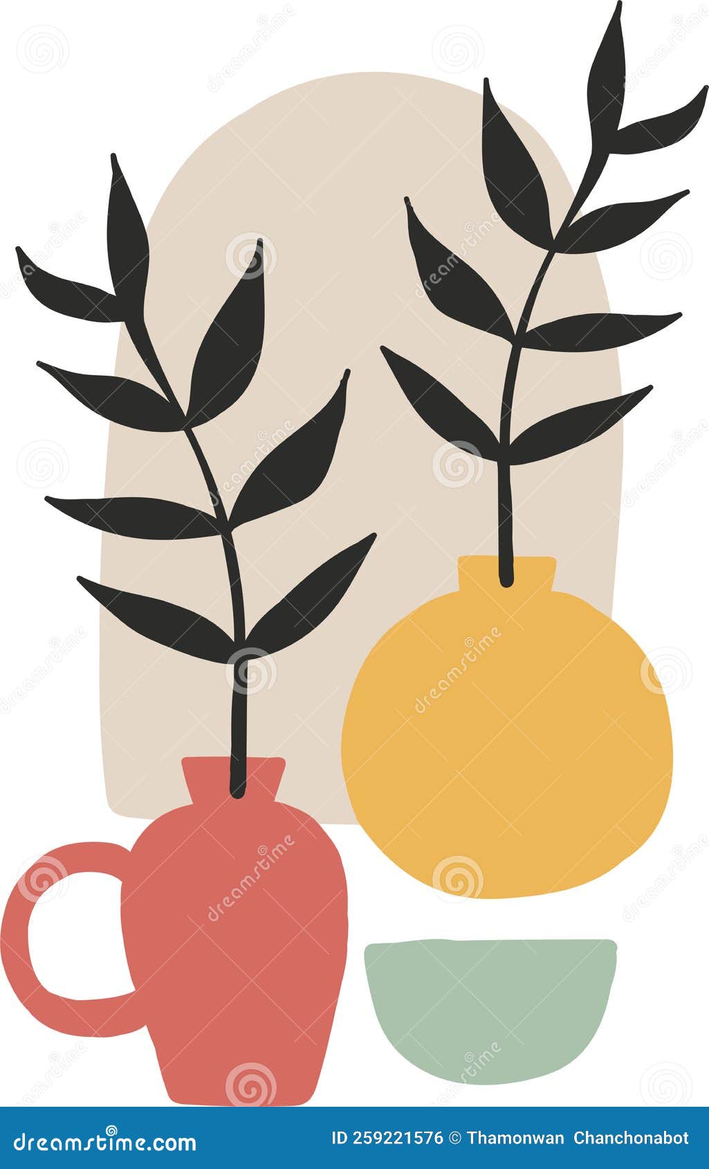 Minimal Art Abstract Plants Vector Design Stock Vector - Illustration ...