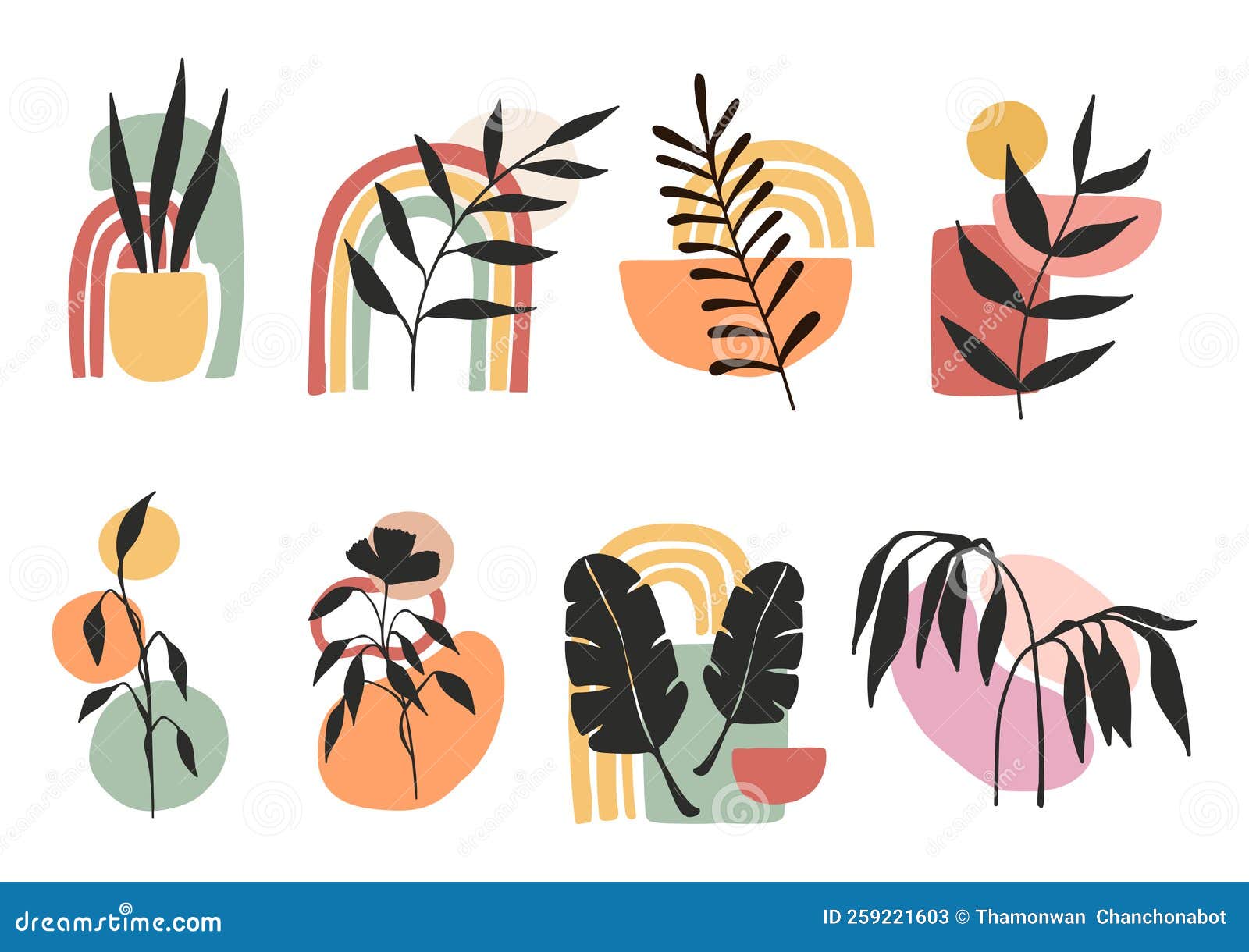 Minimal Art Abstract Plants Vector Design Stock Vector - Illustration ...