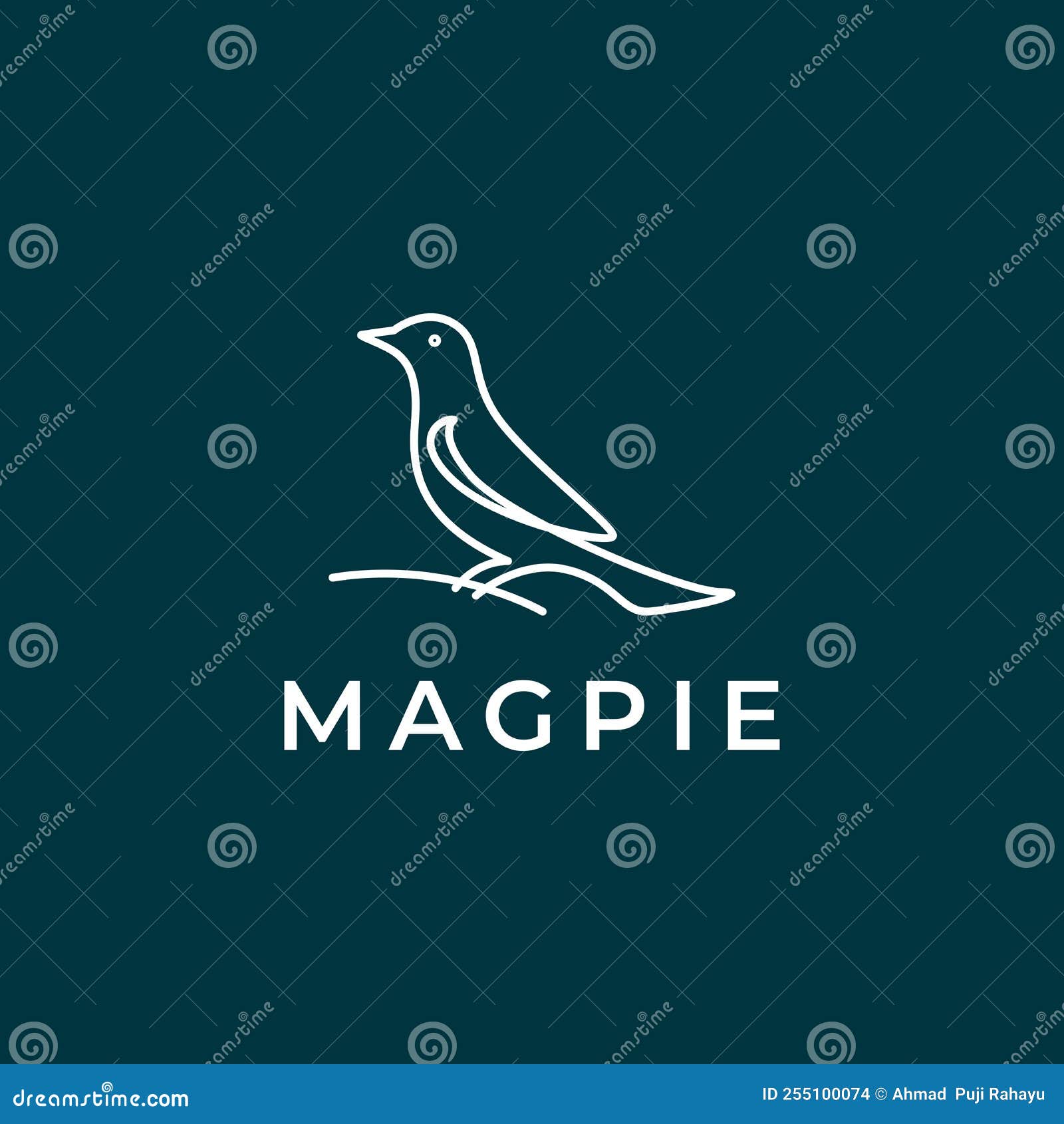 Minimal Art Magpie Bird Logo Design Stock Vector - Illustration of ...