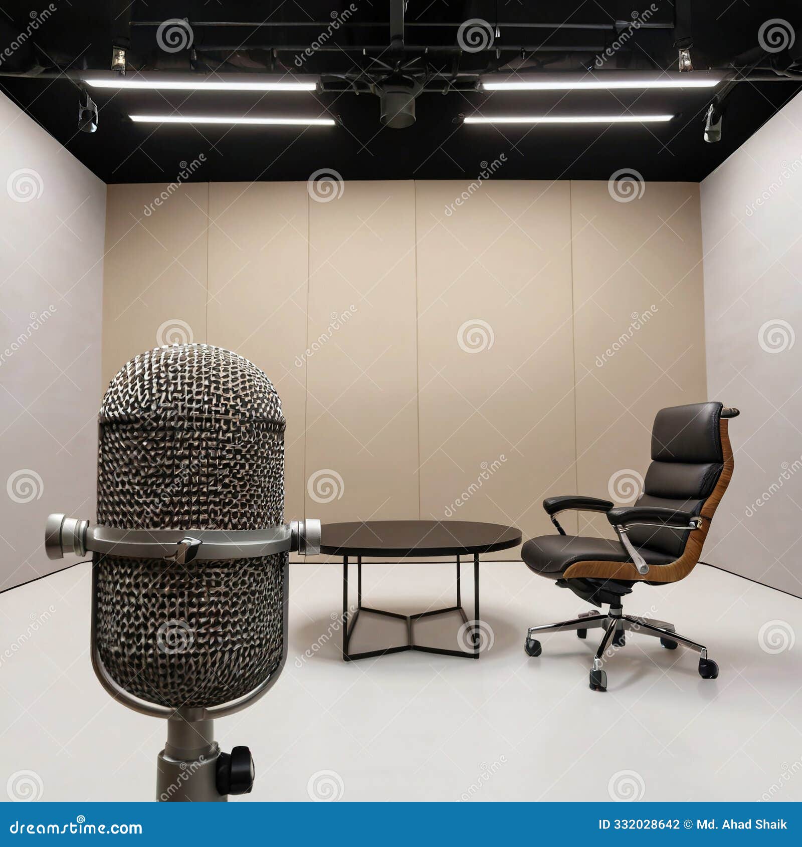 Minimal Background Image of Podcast Recording Studio with Two Chairs ...