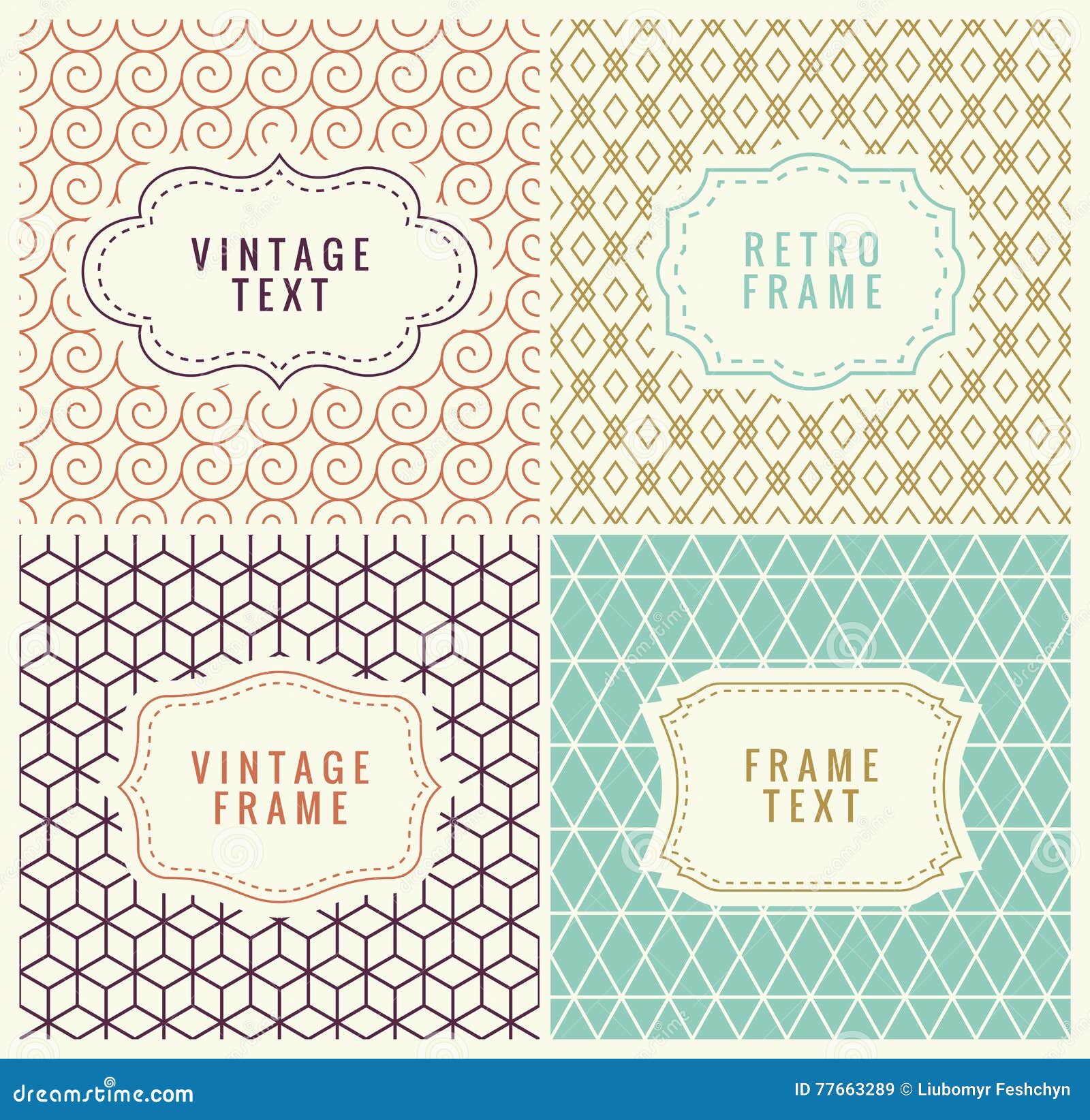 Retro Mono Line Frames With Place For Text. Vector Design Template ...