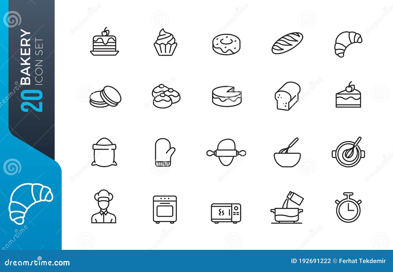 Minimal bakery icon set stock vector. Illustration of dough - 192691222
