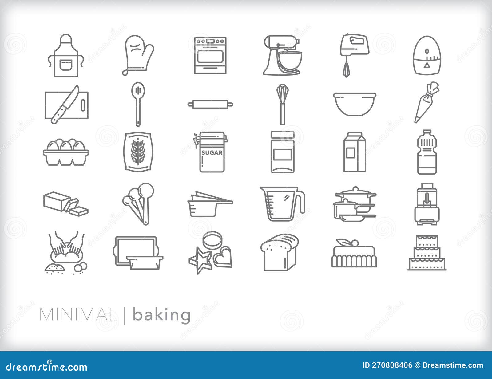 Set of Baking Line Icons of Ingredients and Equipment Stock Vector ...