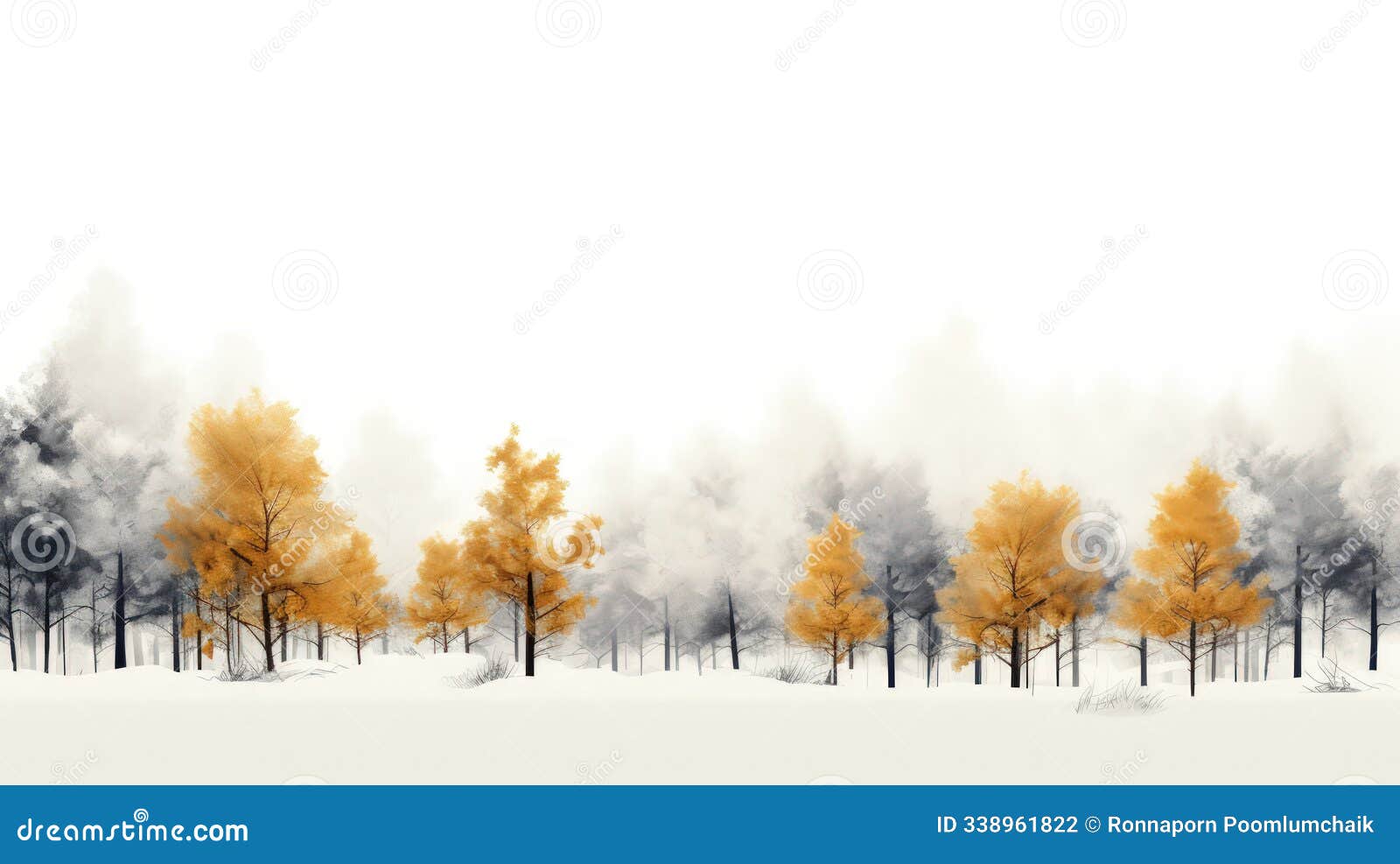 Minimal, Beautiful Forest Illustration on a White Background Stock ...
