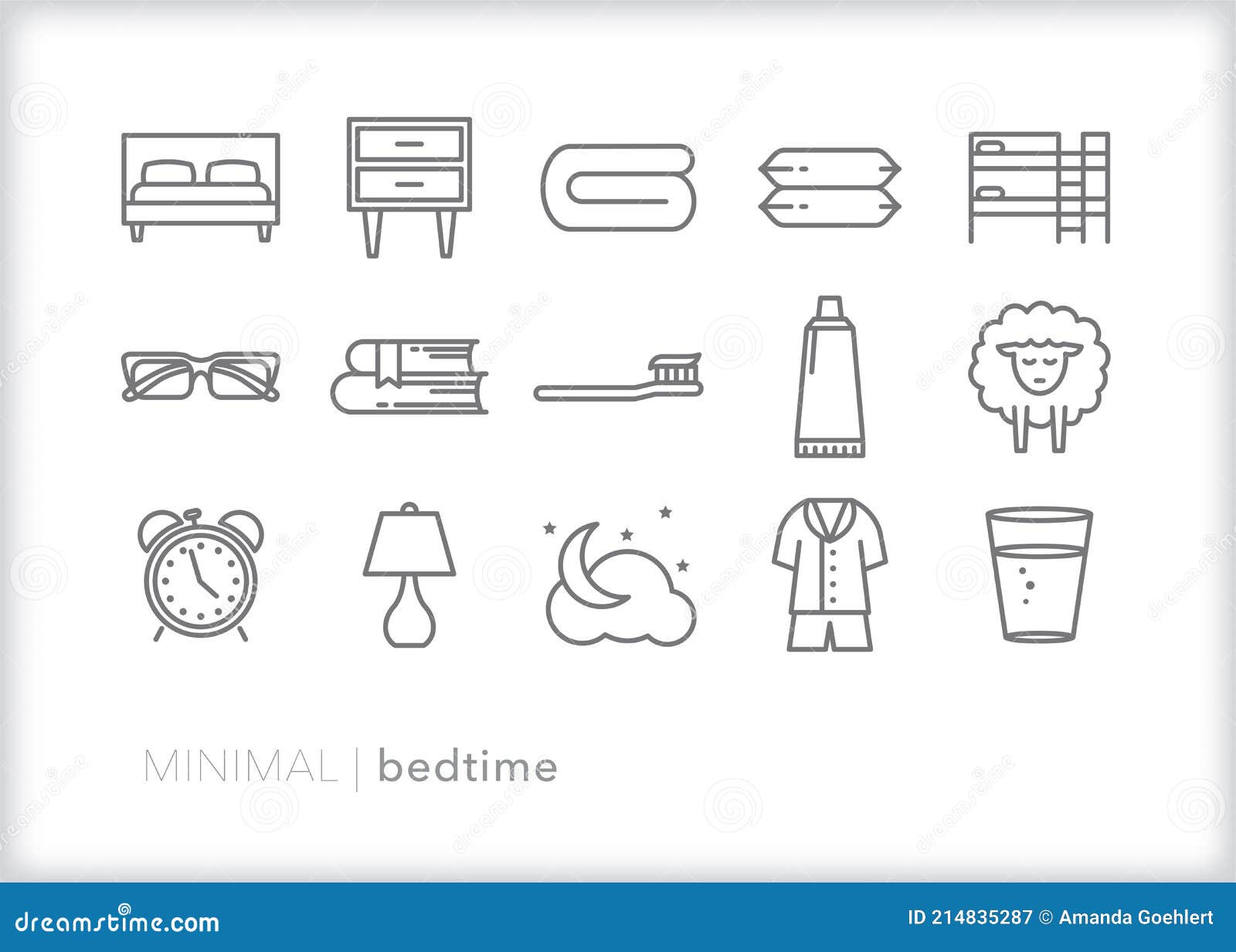 Bedtime Icons for Going To Sleep at Night Stock Vector - Illustration ...