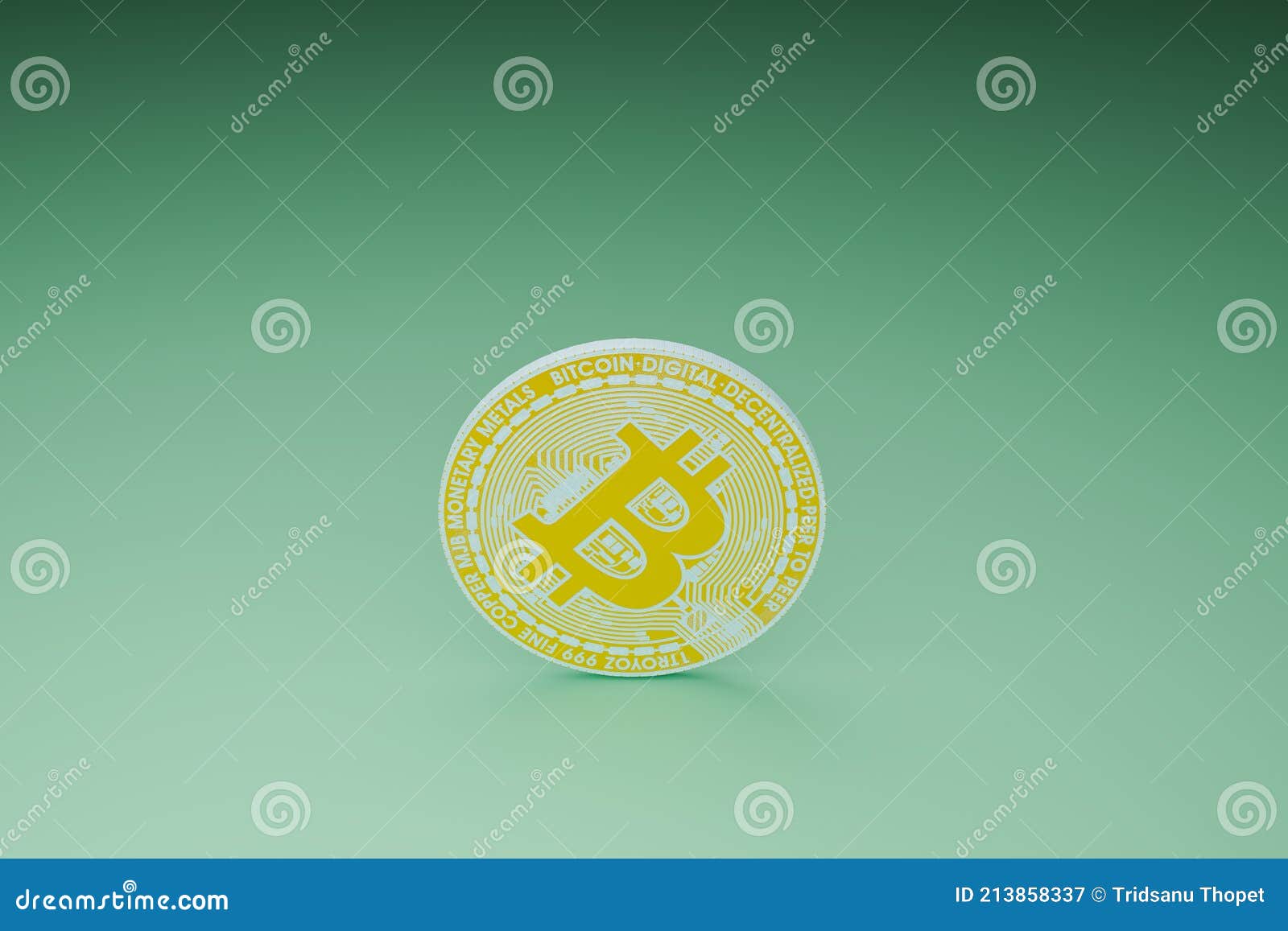 Minimal Bitcoin Mining on Green Background Stock Illustration ...