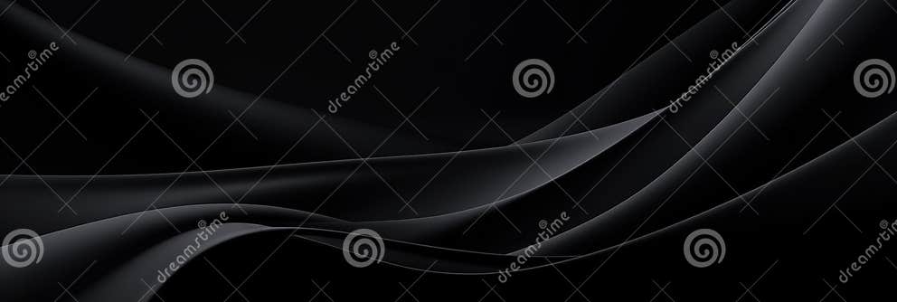 Minimal Black Abstract Header Background with Wavy Pattern Stock ...