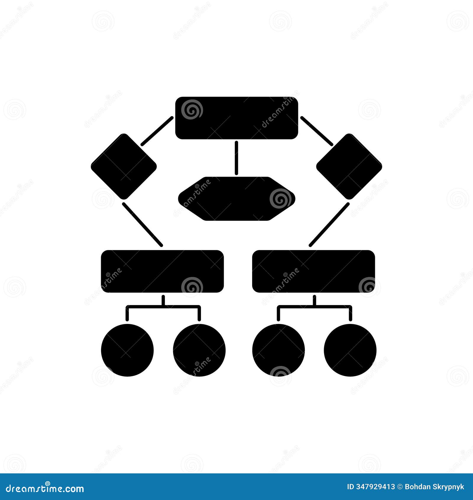 Minimal Black Flowchart for System Links and Data Strategy. Stock ...