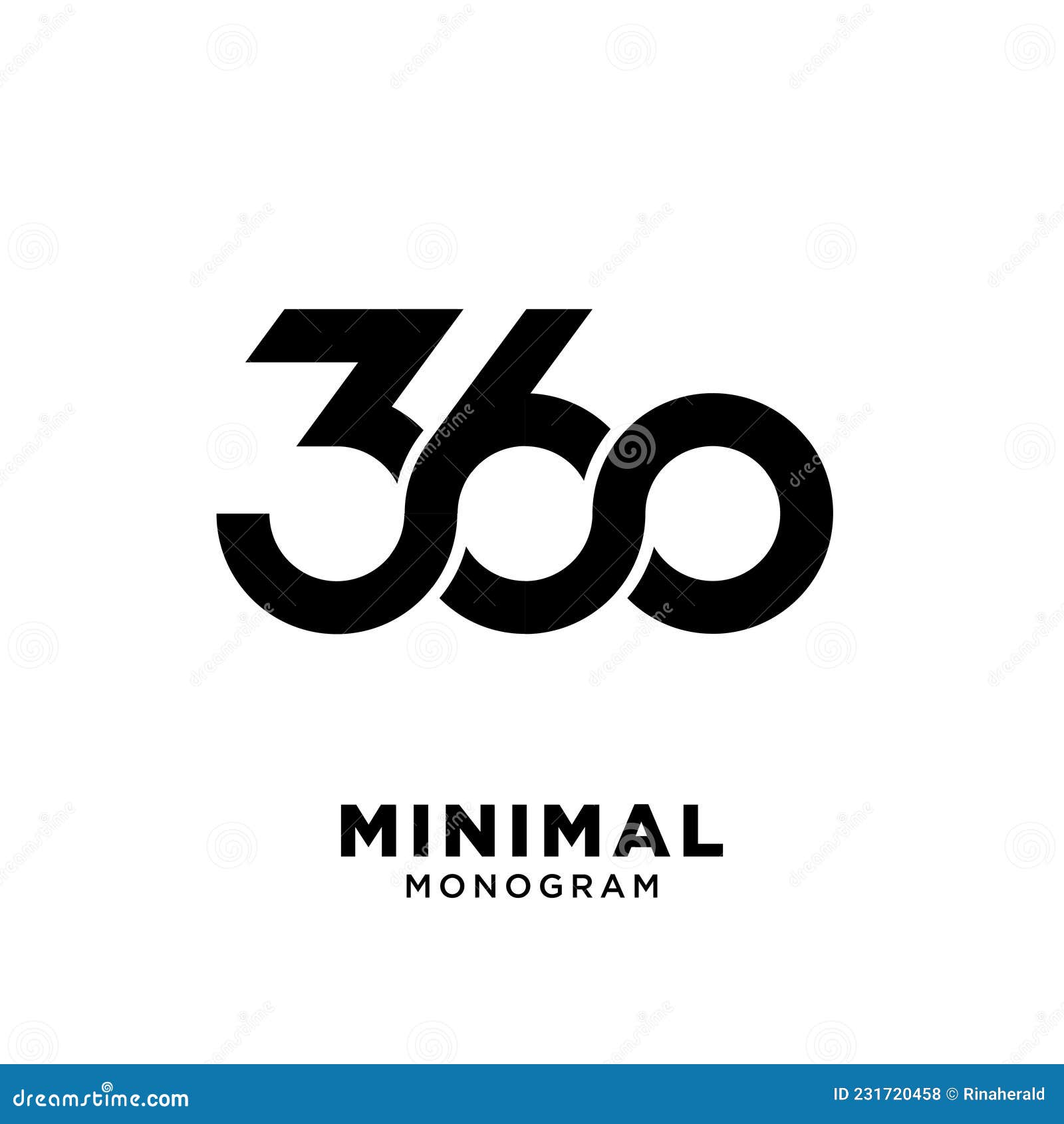 Minimal 360 Black Number Vector Logo Design Stock Illustration ...