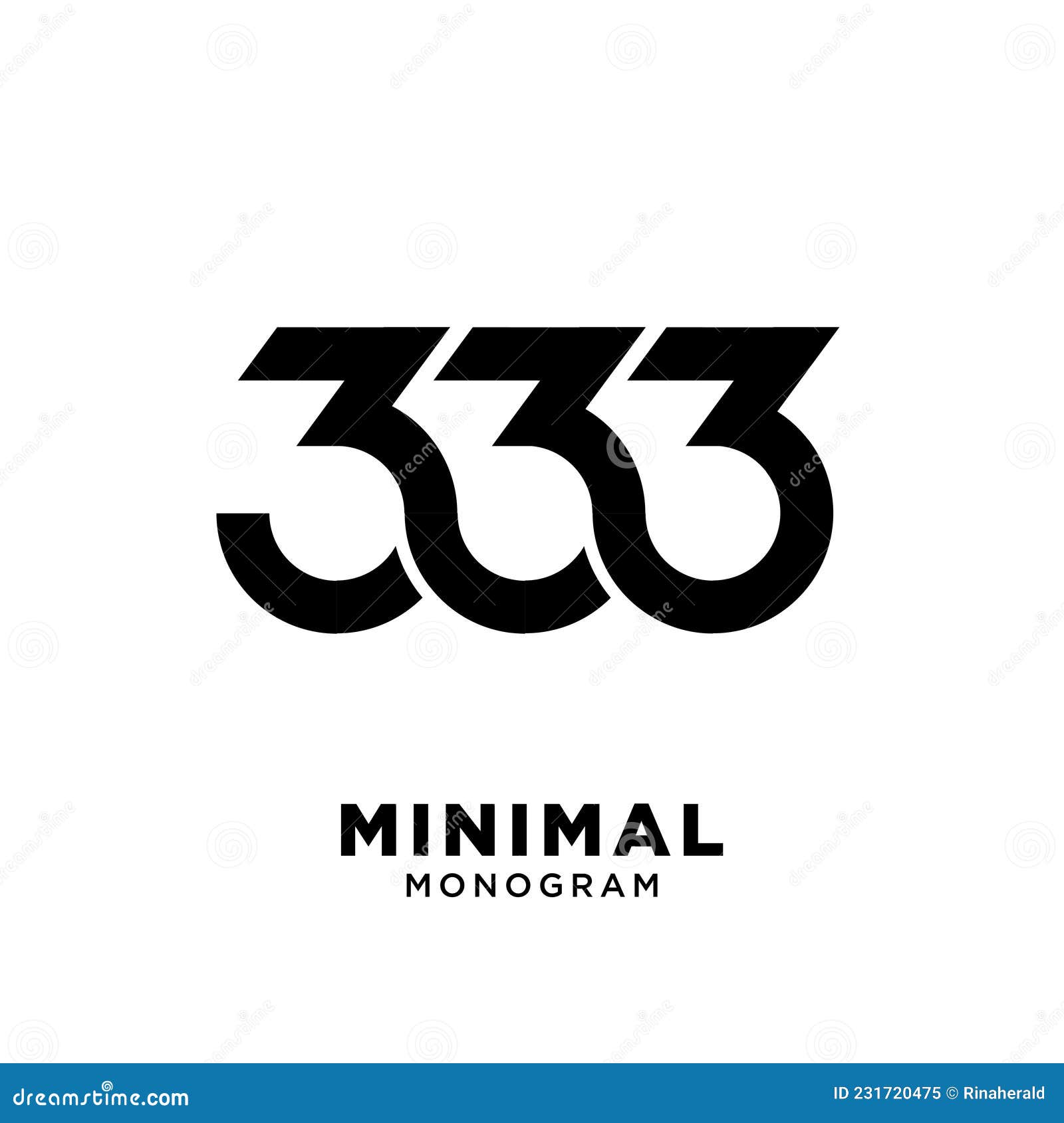 Minimal 333 Black Number Vector Logo Design Stock Illustration ...