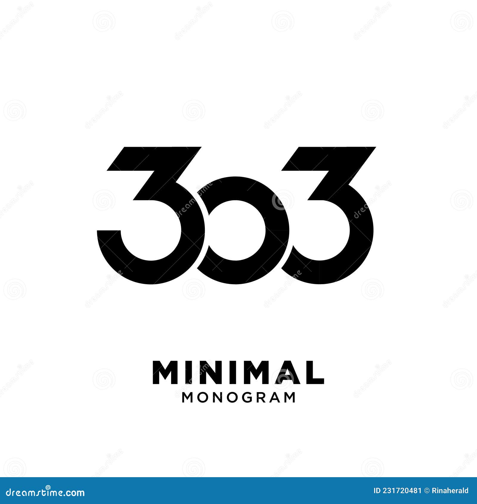 Minimal 303 Black Number Vector Logo Design Stock Illustration ...