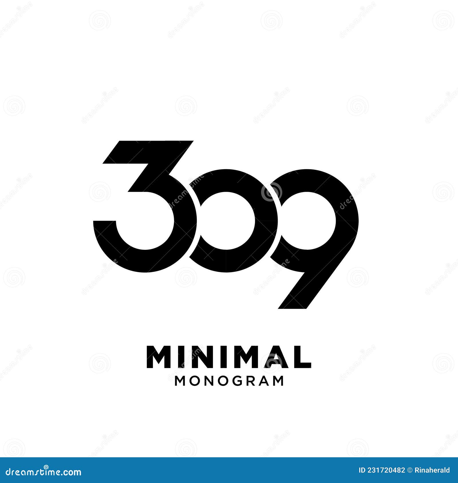 Minimal 309 Black Number Vector Logo Design Stock Illustration ...