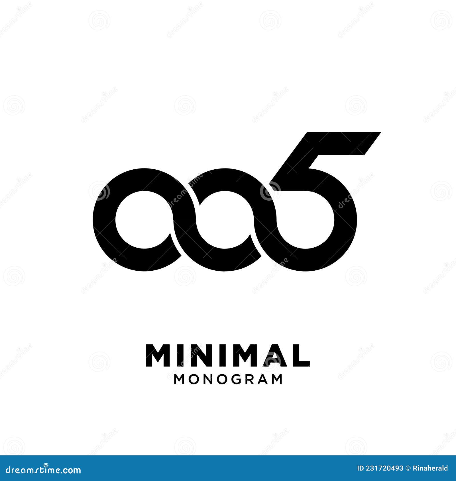 Minimal 005 Black Number Vector Logo Design Stock Illustration ...