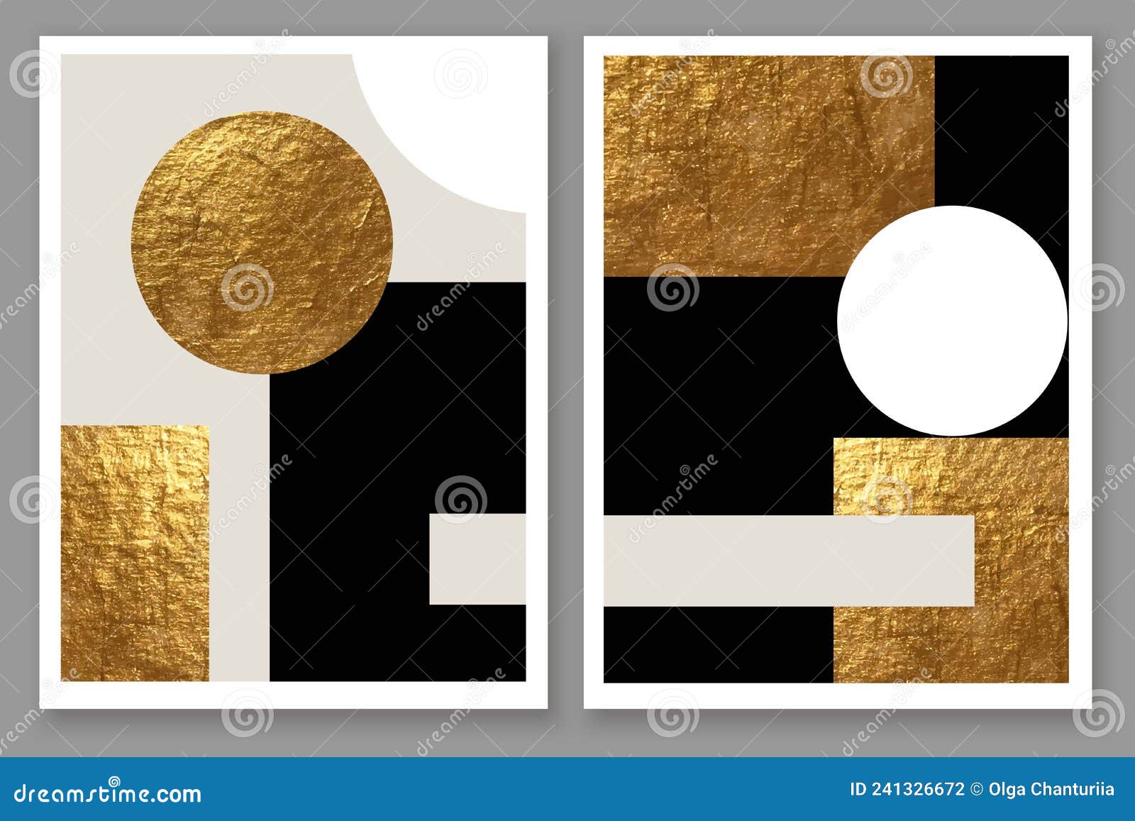 Minimal Black, White, Gold, Grey Geometric Art Composition. Wall Decor ...