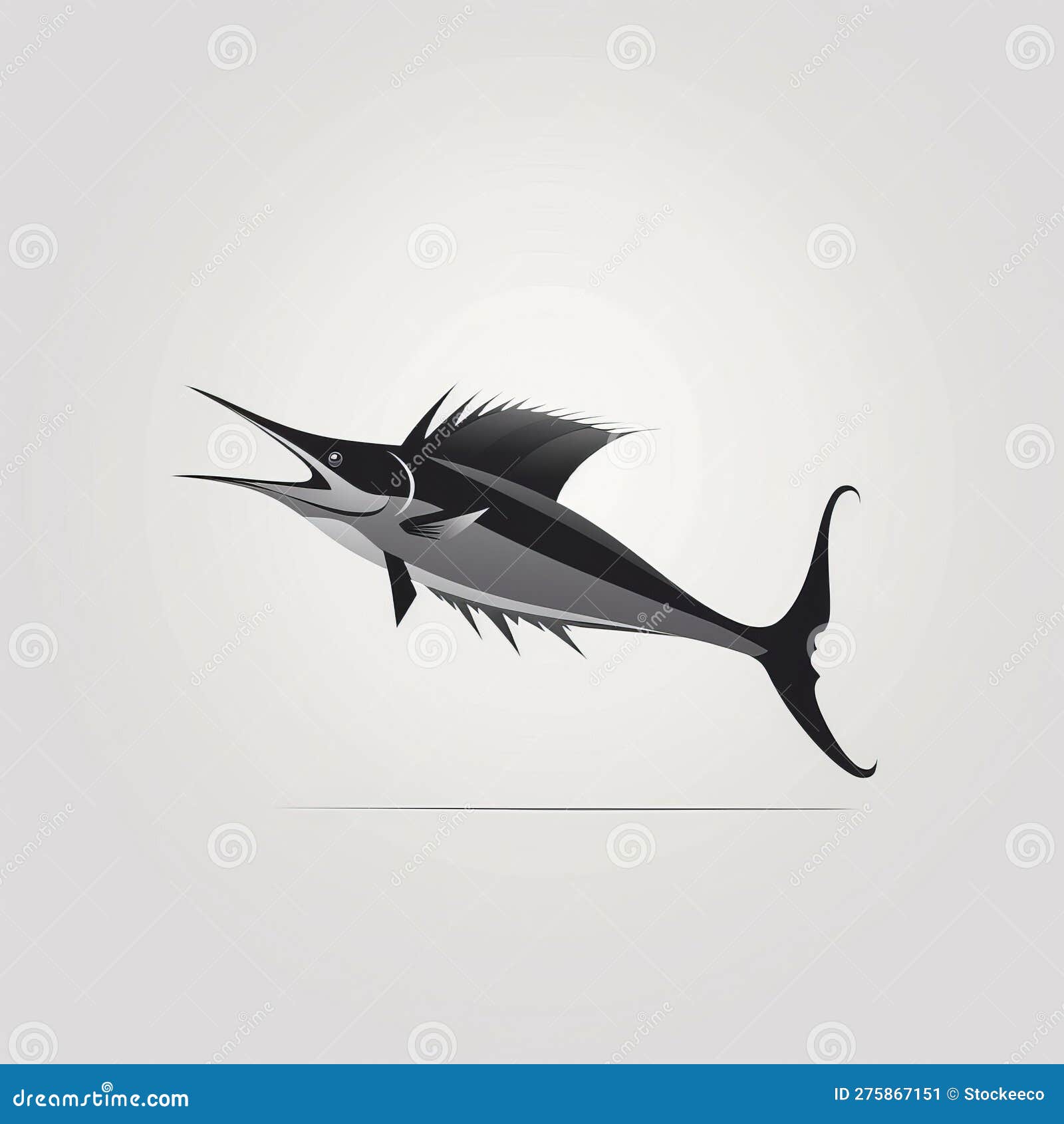 Minimal Black and White Swordfish Logo in 2d Animation Style Stock ...