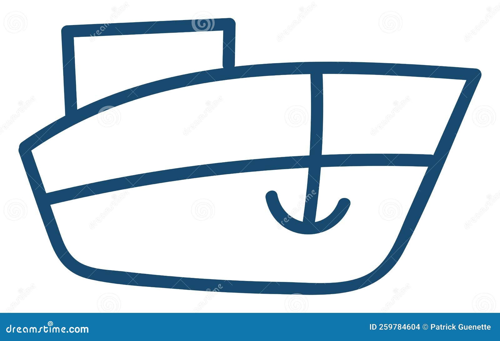 Minimal blue boat, icon stock vector. Illustration of blue - 259784604