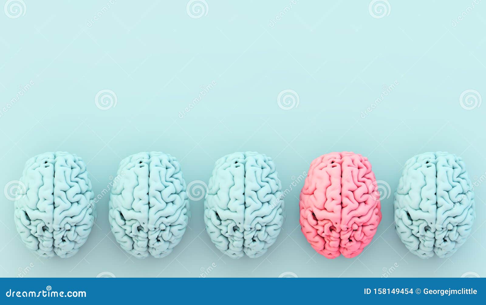 Minimal Blue Brain Collection Stock Illustration - Illustration of ...