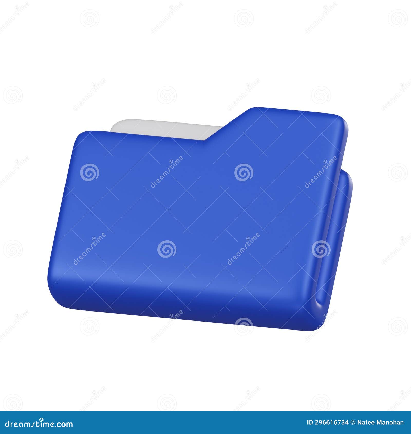 Minimal Blue Folder with Document Paper Icon. 3d Isolated Illustration ...