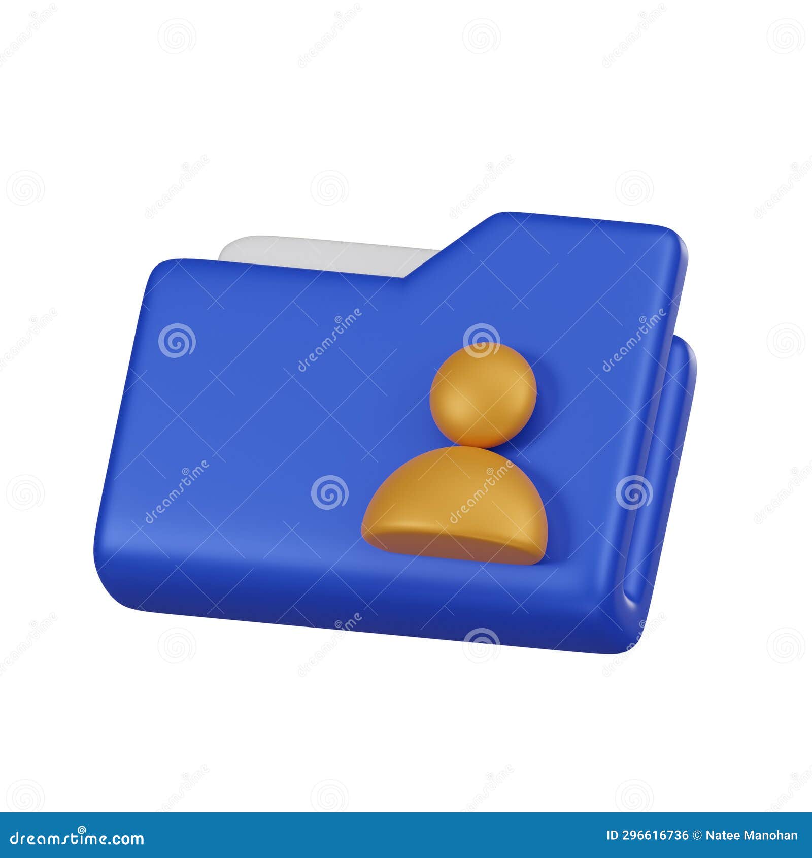 Minimal Blue Folder Shared Icon with Document Paper. 3d Isolated ...