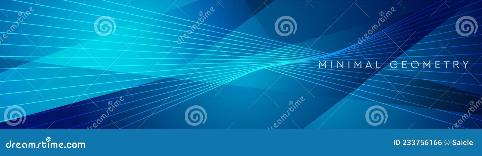 Minimal Blue Geometry Banner with Stripes and Lines Stock Vector ...