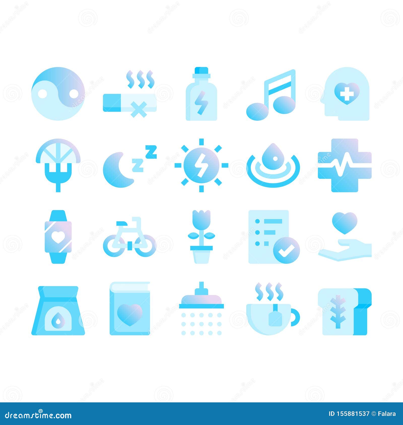 Wellness Gradient Flat Icons Stock Vector - Illustration of candle ...