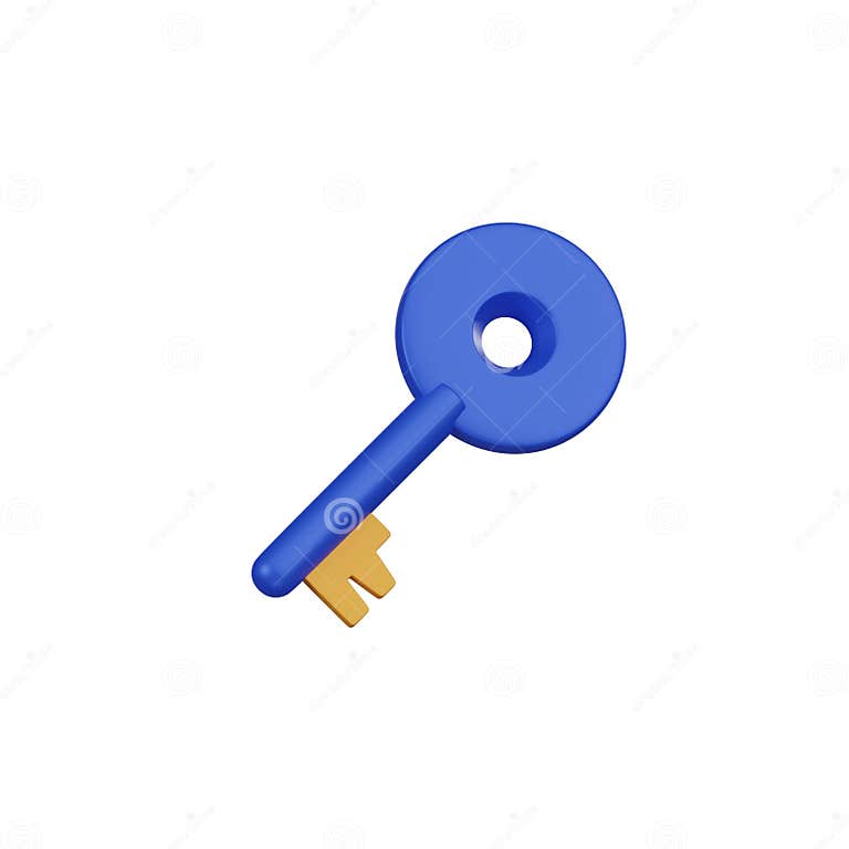 Minimal Blue Key Icon for Website and App. 3d Render Isolated ...