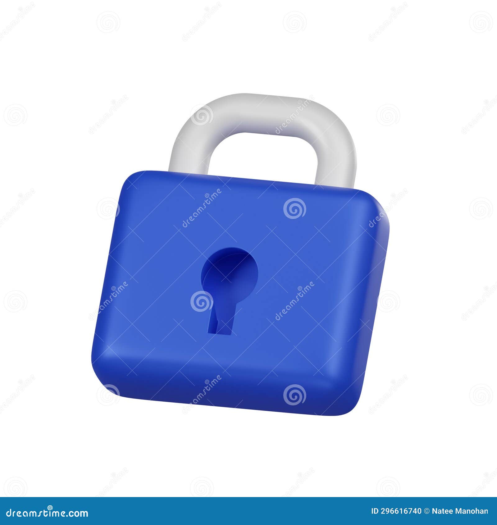 Minimal Blue Lock Icon or Padlock for Security Protect. 3d Render ...