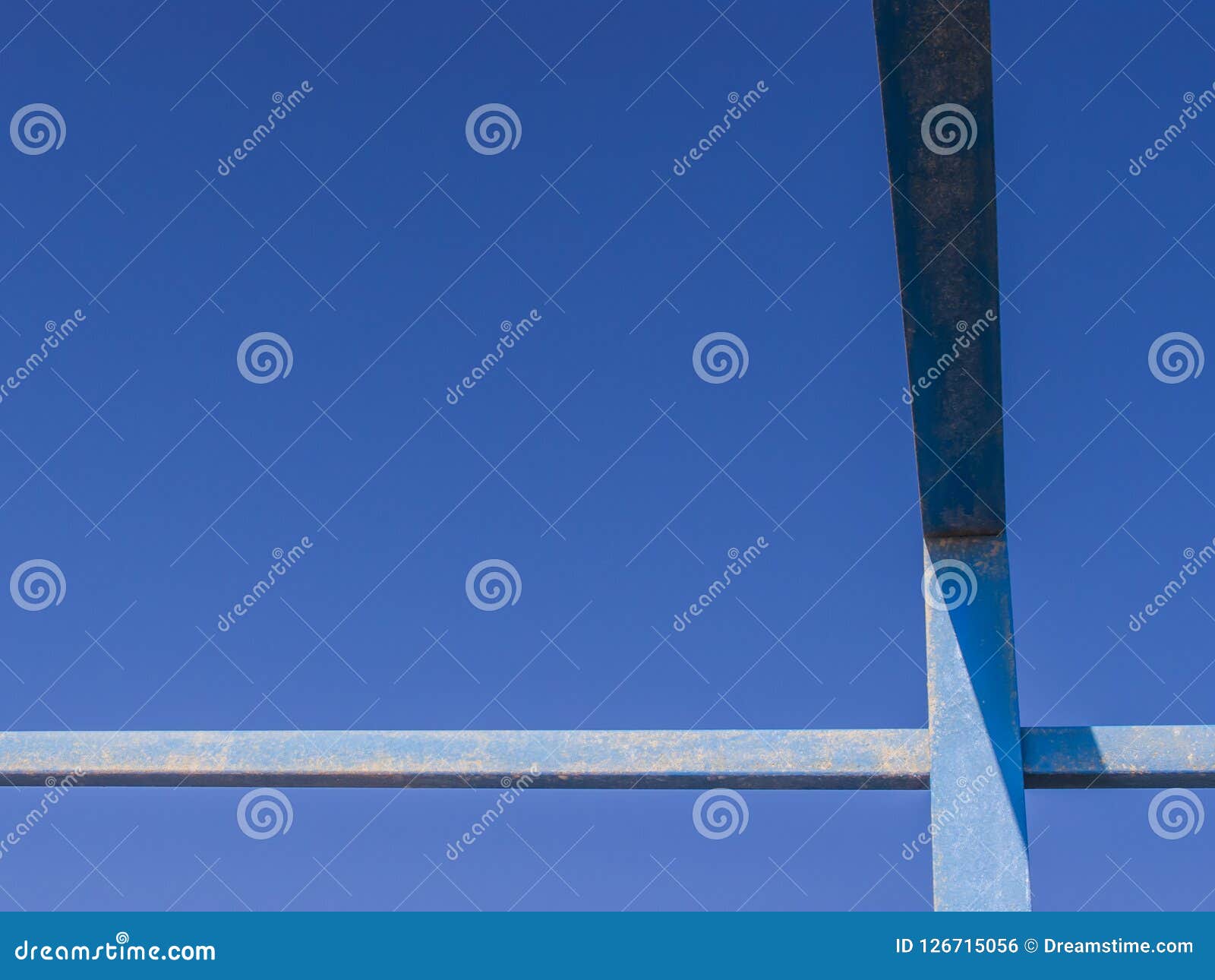 Minimal blue rusty railing stock photo. Image of framed - 126715056
