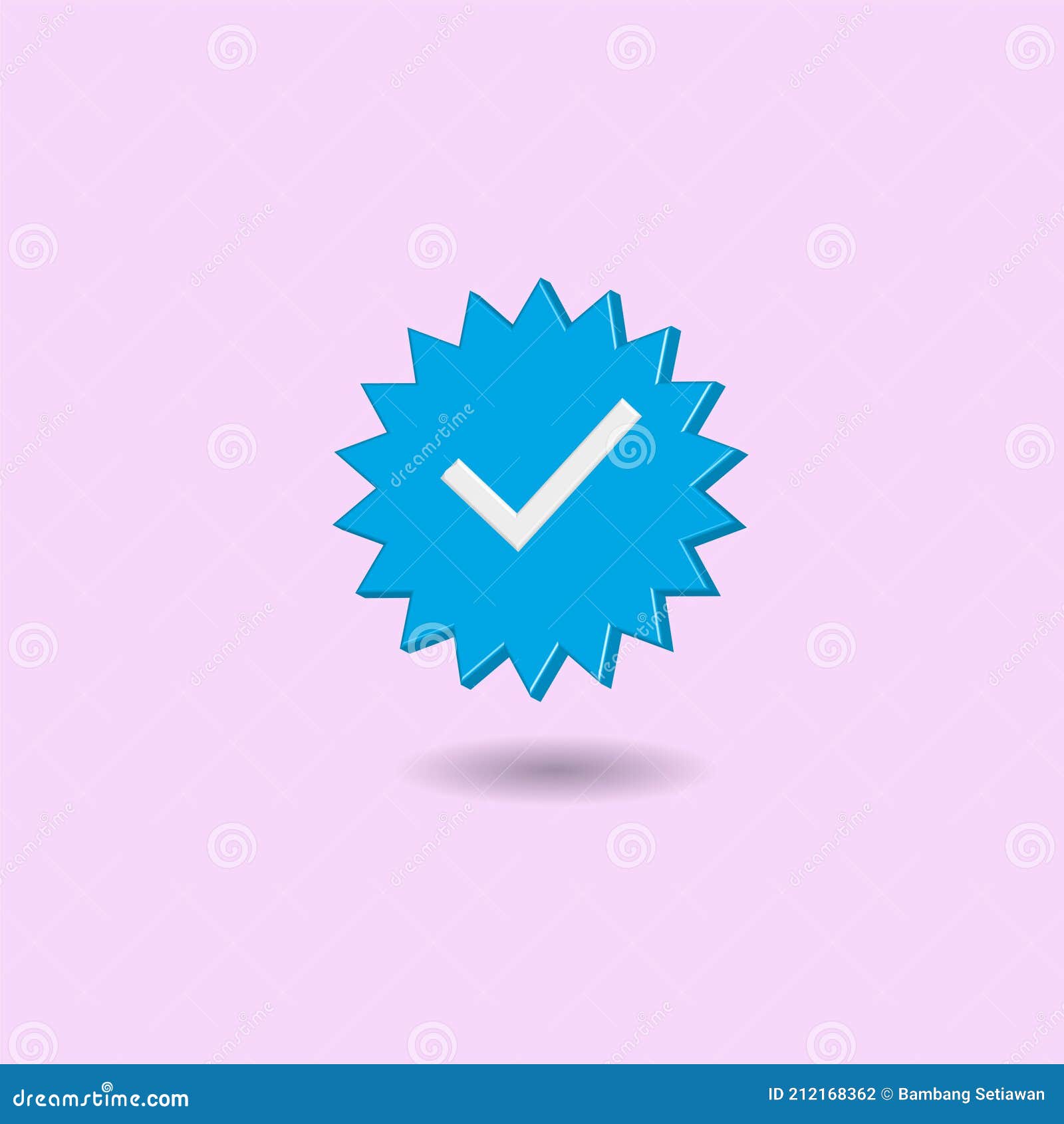 Minimal Blue Verified Icon Isolated on Pastel Pink Background. Creative ...