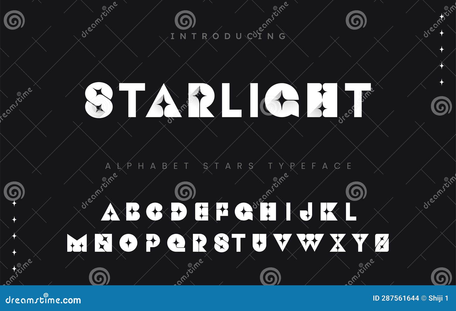 Stars Alphabet Hand Drawn Celestial Letters Collection A,B,C,D,E,F ...